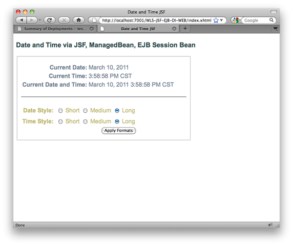 The Buttso Blathers: JSF with Managed Beans and Dependency Injection and WebLogic Server